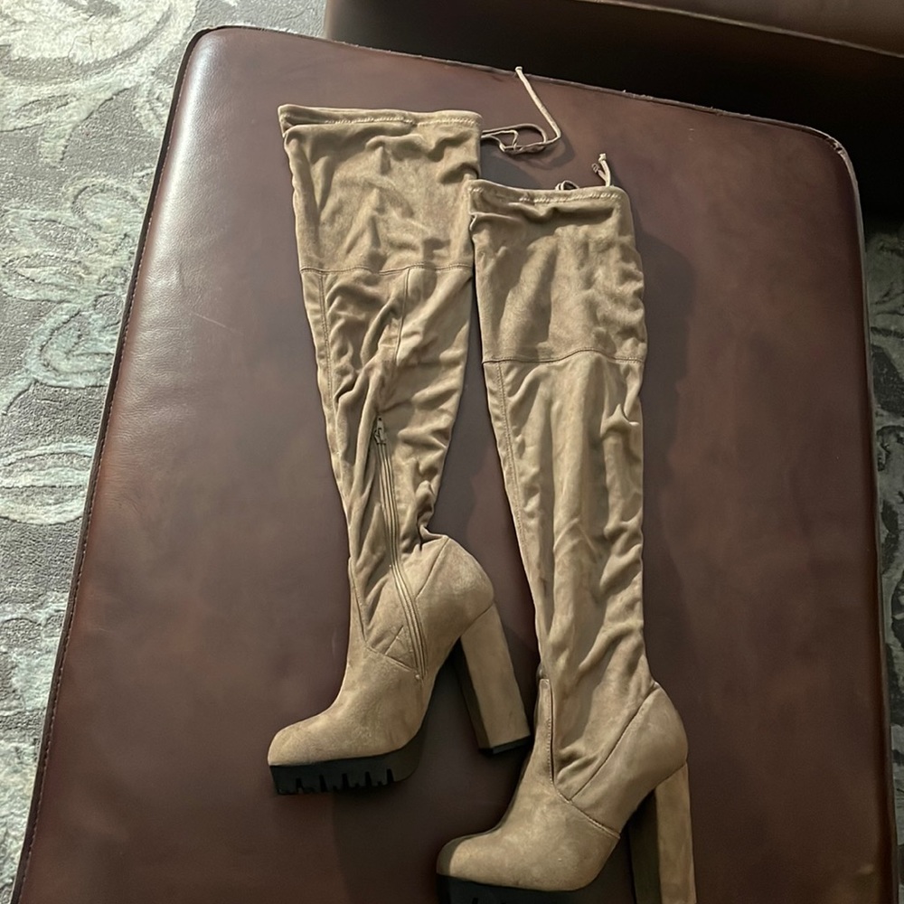 Wild Diva Chunky Above The Knee Boots - Gem